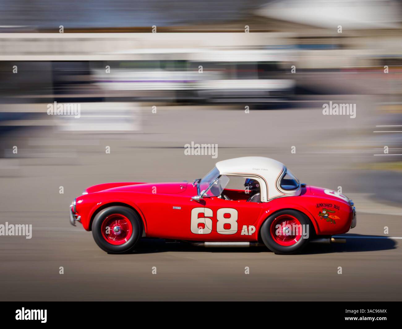 Red 1962 Shelby Cobra 260 racing car, 82 Members Meeting testing ...