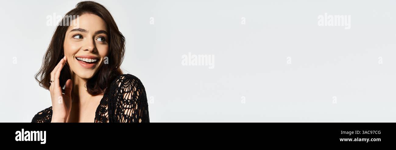 Young woman joyfully models hi-res stock photography and images - Alamy