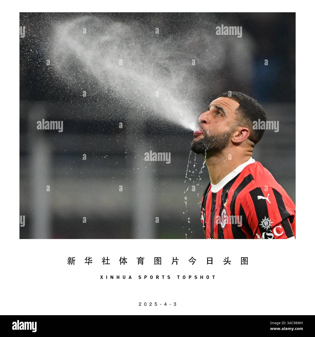 (250403) -- BEIJING, April 3, 2025 (Xinhua) -- AC Milan's Kyle Walker ...