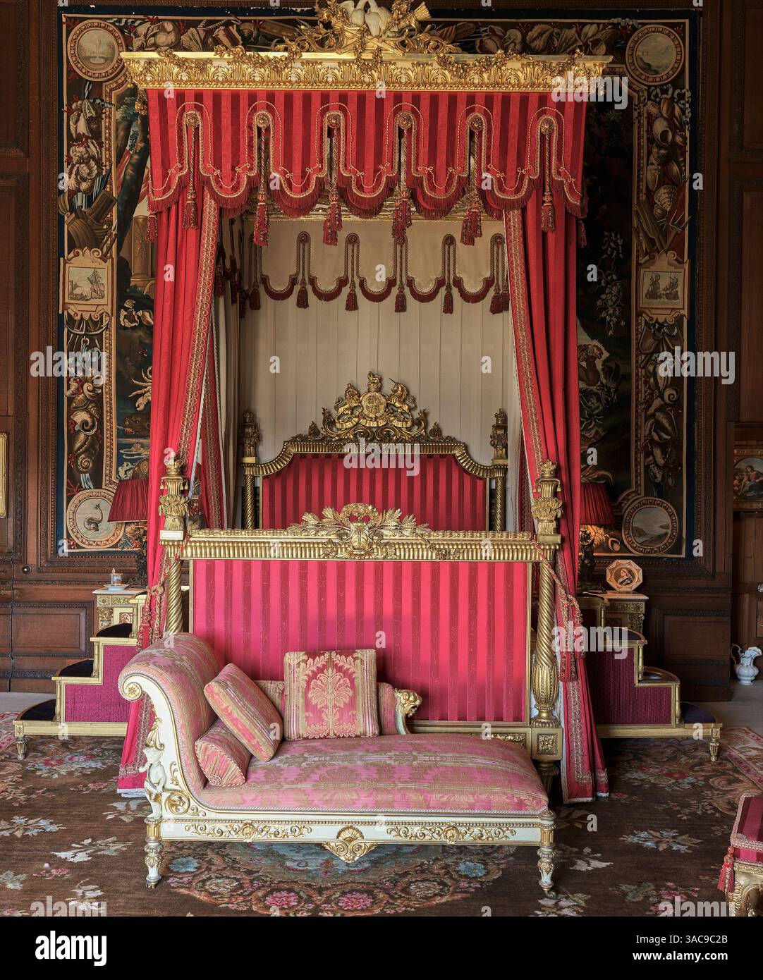 State bed (for Queen Victoria) in the Second George room at Burghley ...