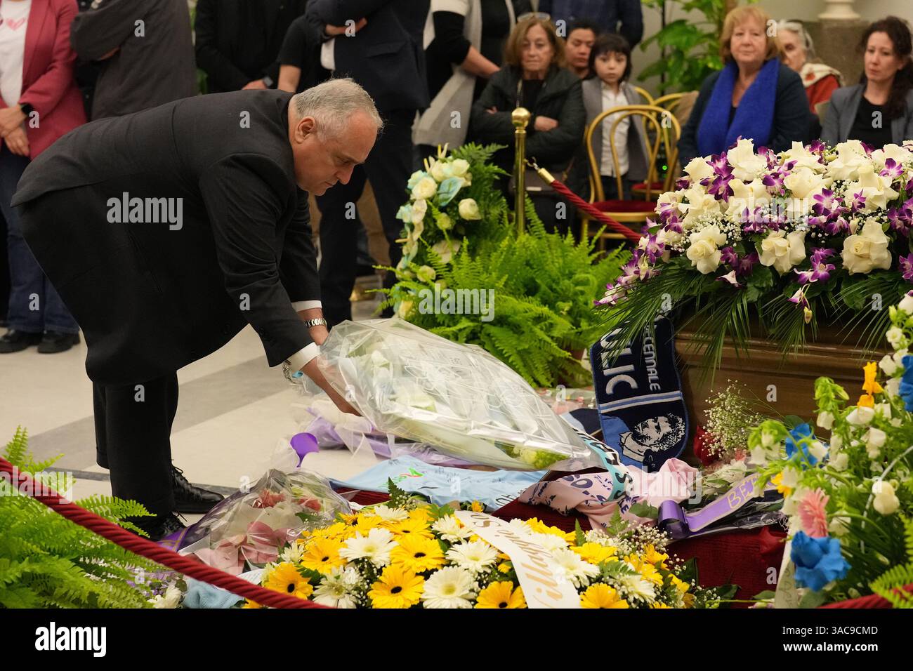 Roma, Italia. 03rd Apr, 2025. Claudio Lotito during the funeral chapel ...