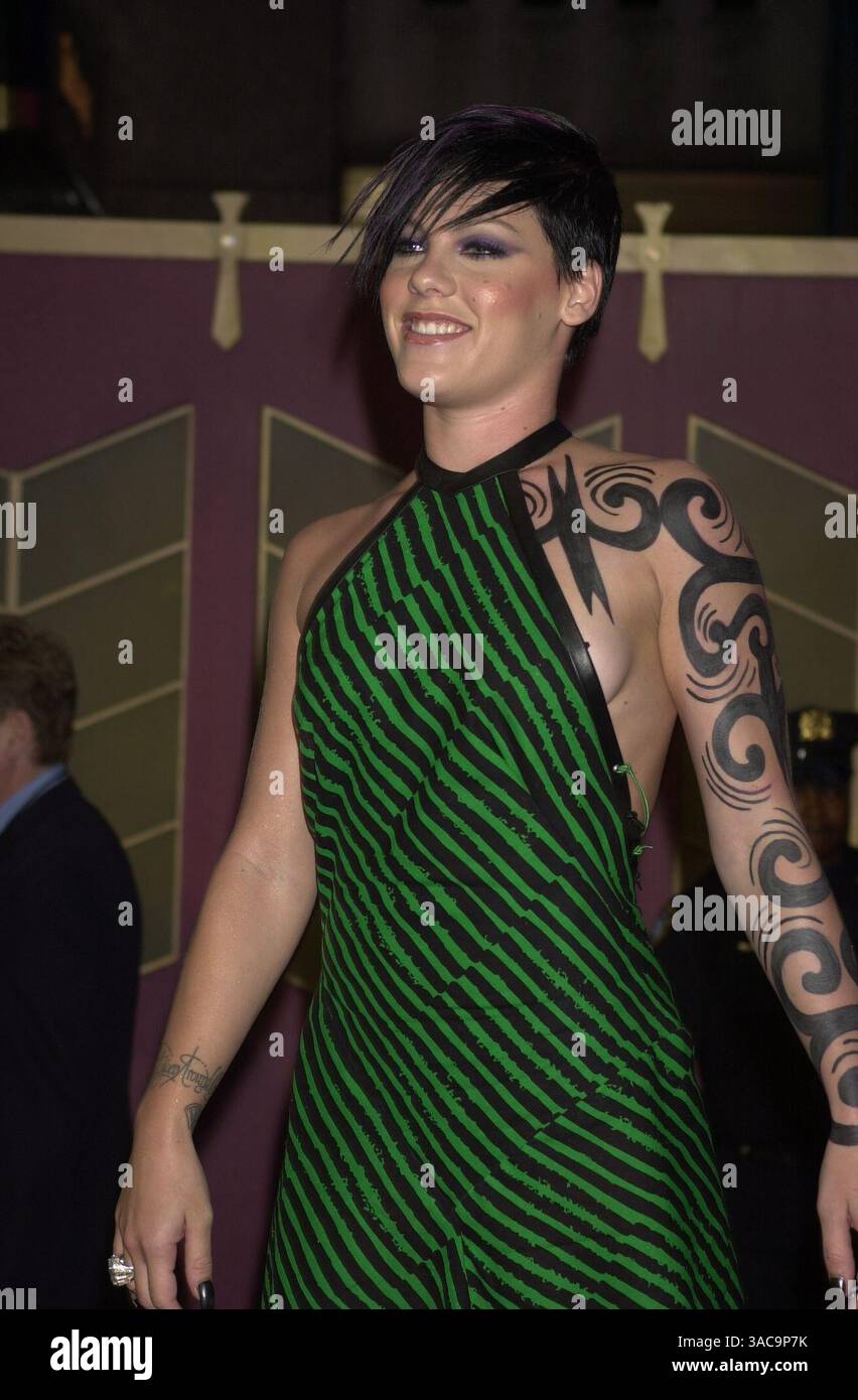 August 29, 2002. New York City .Singer Pink arrives at the MTV Video ...