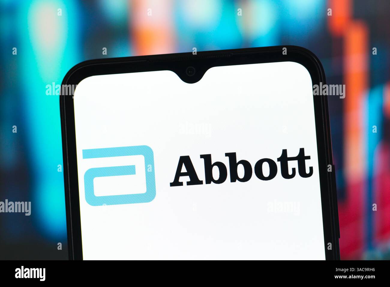 In this photo illustration, the Abbott Laboratories logo is seen displayed on a smartphone ...