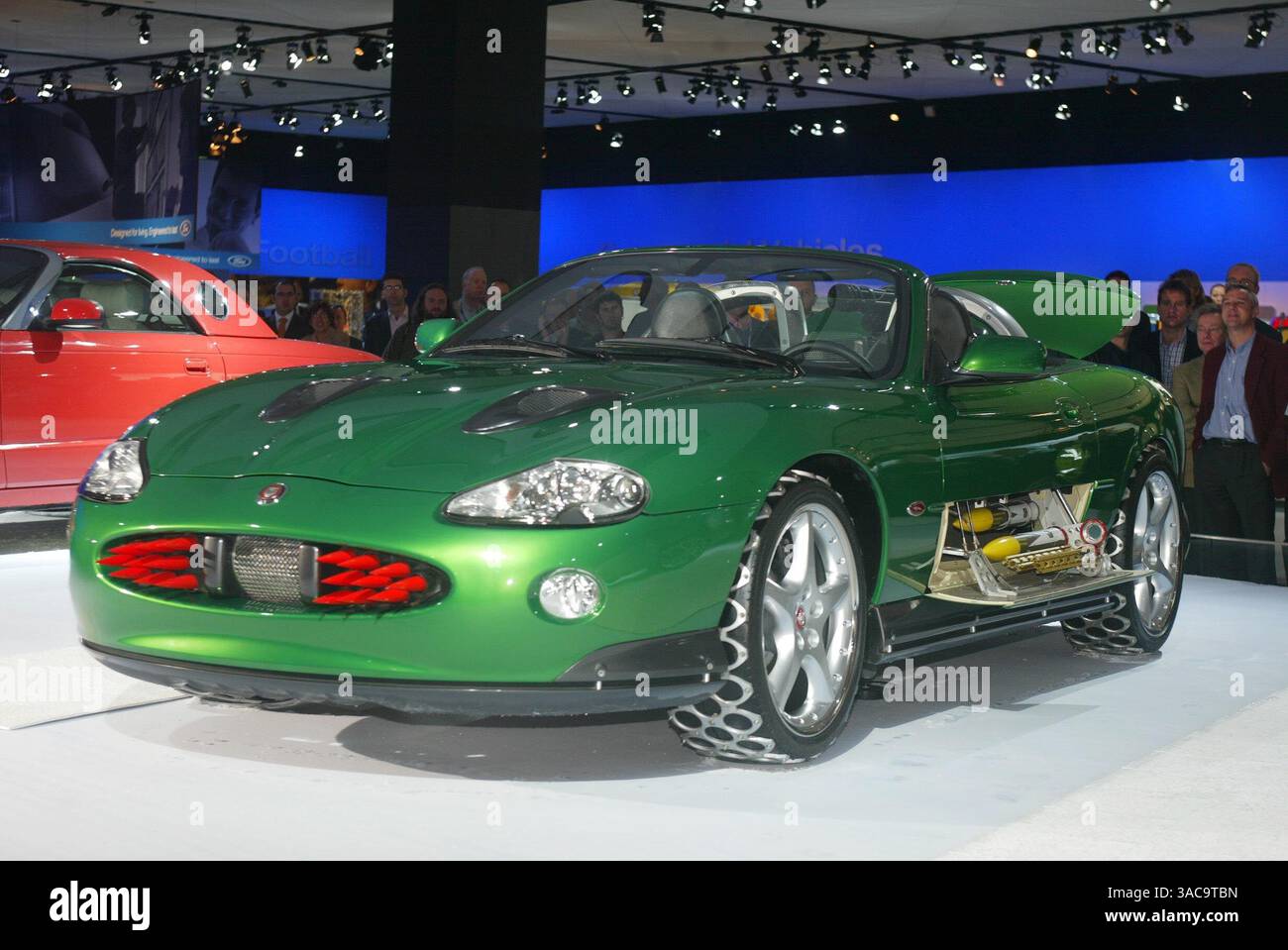 Jaguar show off their James Bond XKR. with rockets and machine guns ...