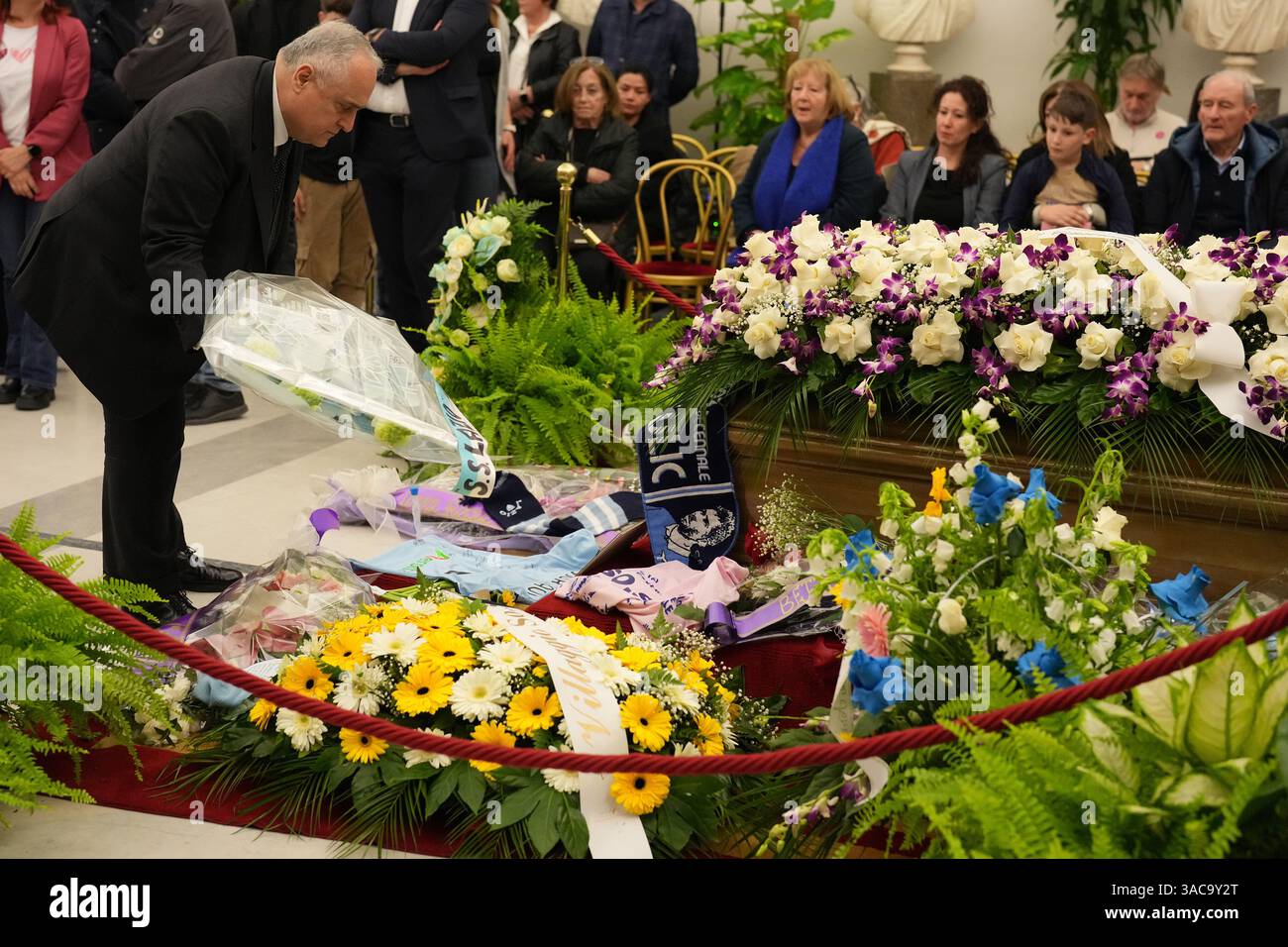 Claudio Lotito during the funeral chapel of Sister Paola at the Sala ...