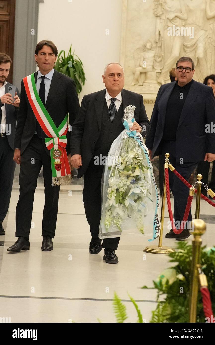 Roma, Italia. 03rd Apr, 2025. Claudio Lotito during the funeral chapel ...