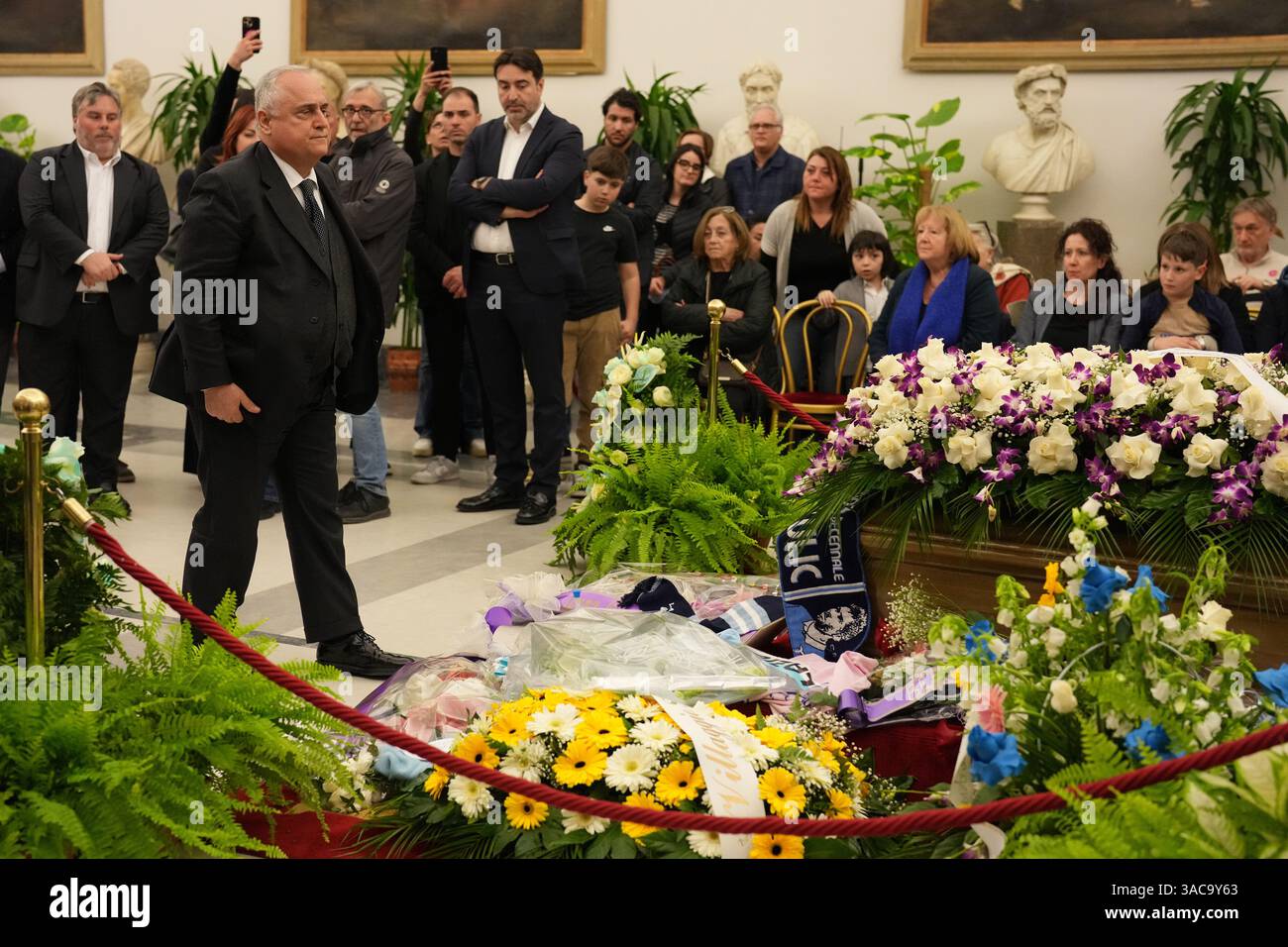 Roma, Italia. 03rd Apr, 2025. Claudio Lotito during the funeral chapel ...