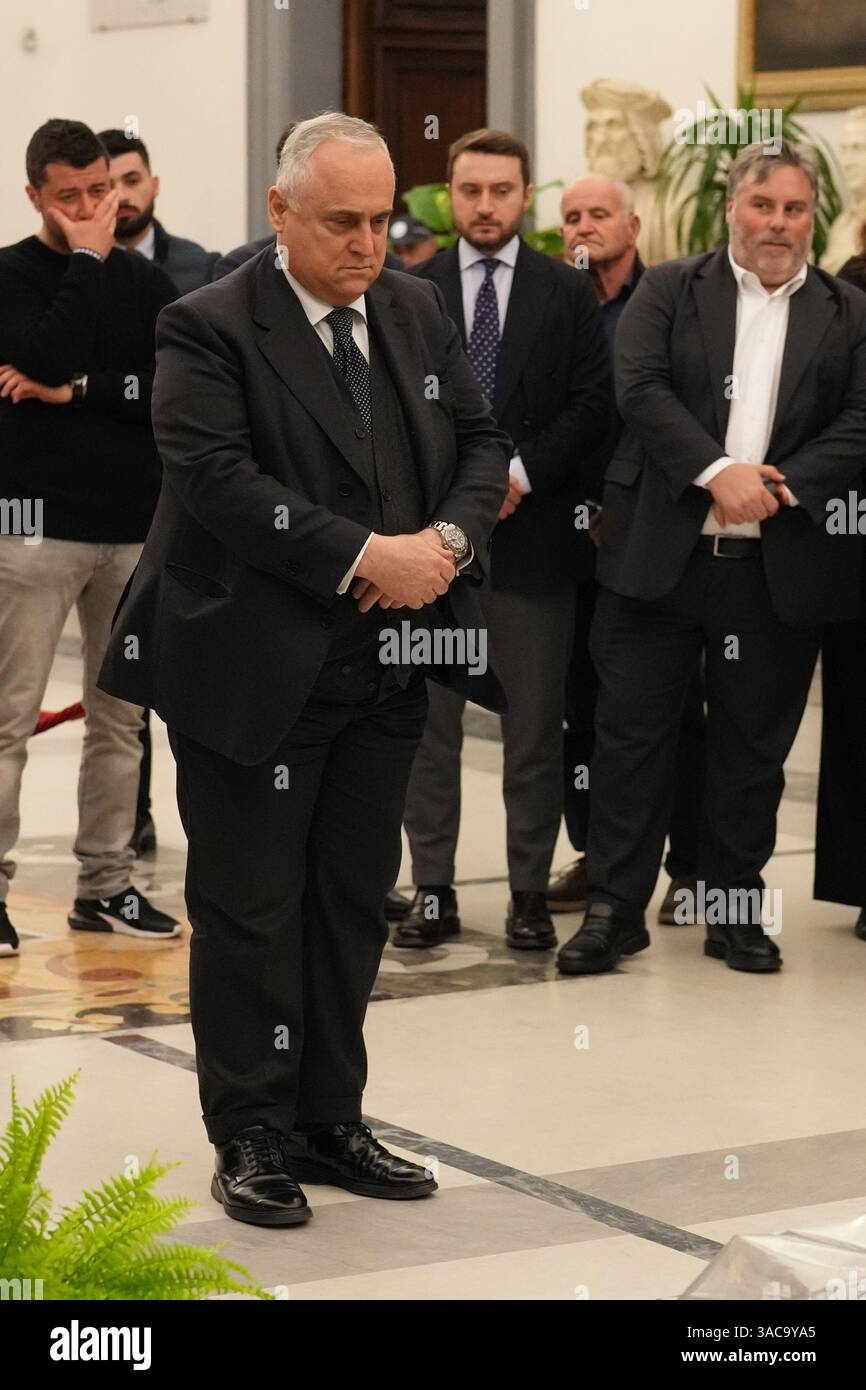 Roma, Italia. 03rd Apr, 2025. Claudio Lotito during the funeral chapel ...