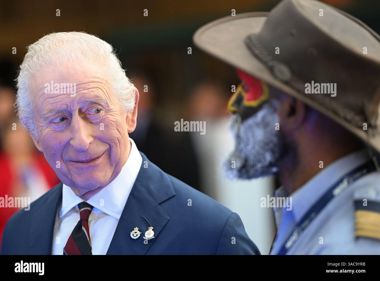 King Charles III with pilot Joseph Tua during a visit to RAF Northolt ...