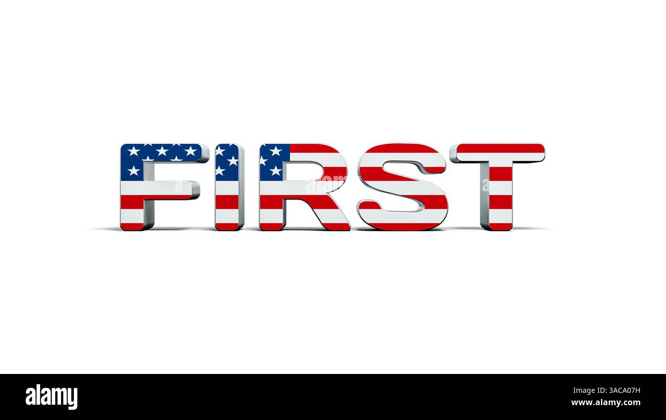 the word FIRST with the American flag and a question mark - white ...