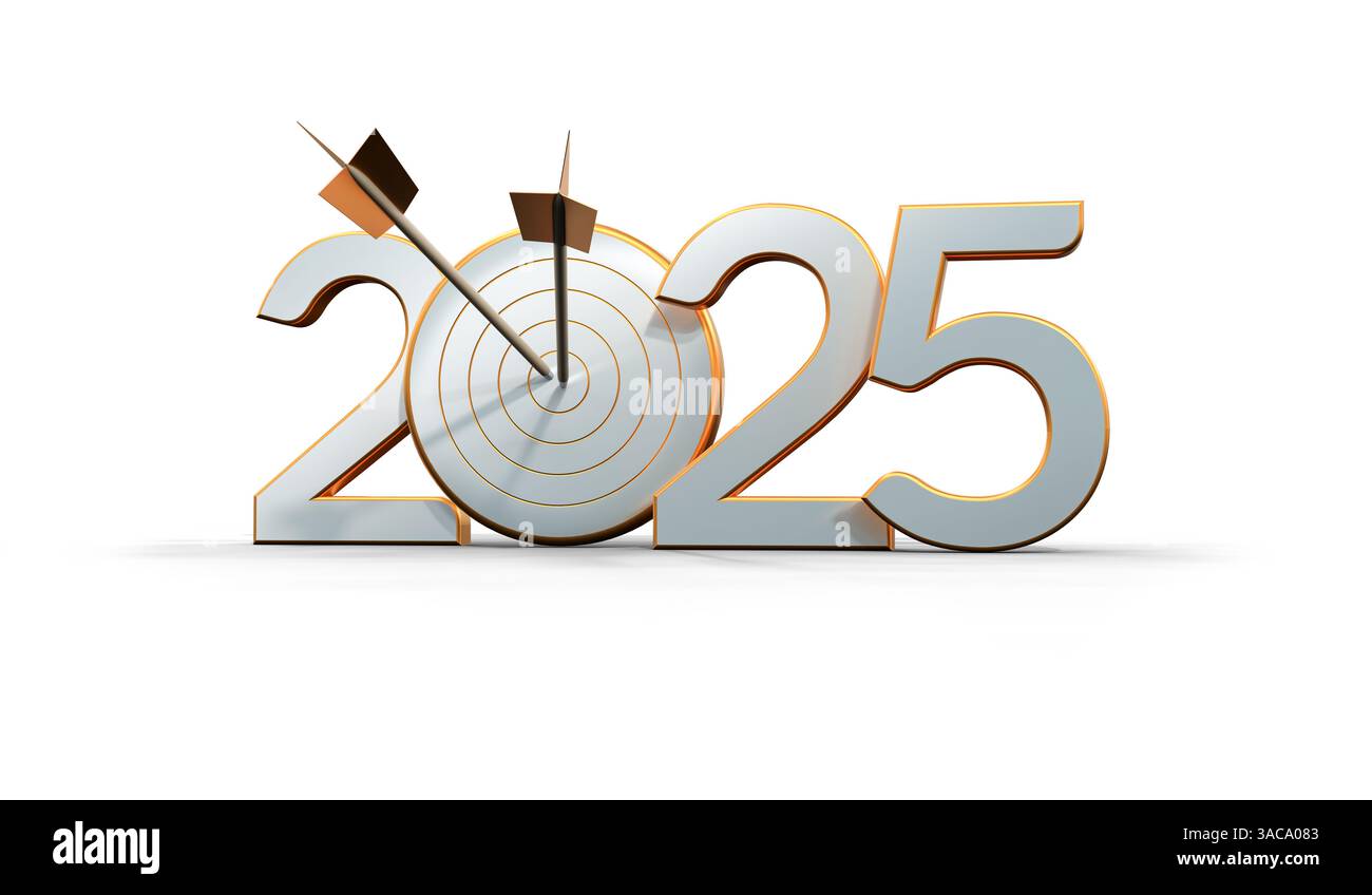 text 2025 with a target replacing the 0 and two arrows planted in it ...