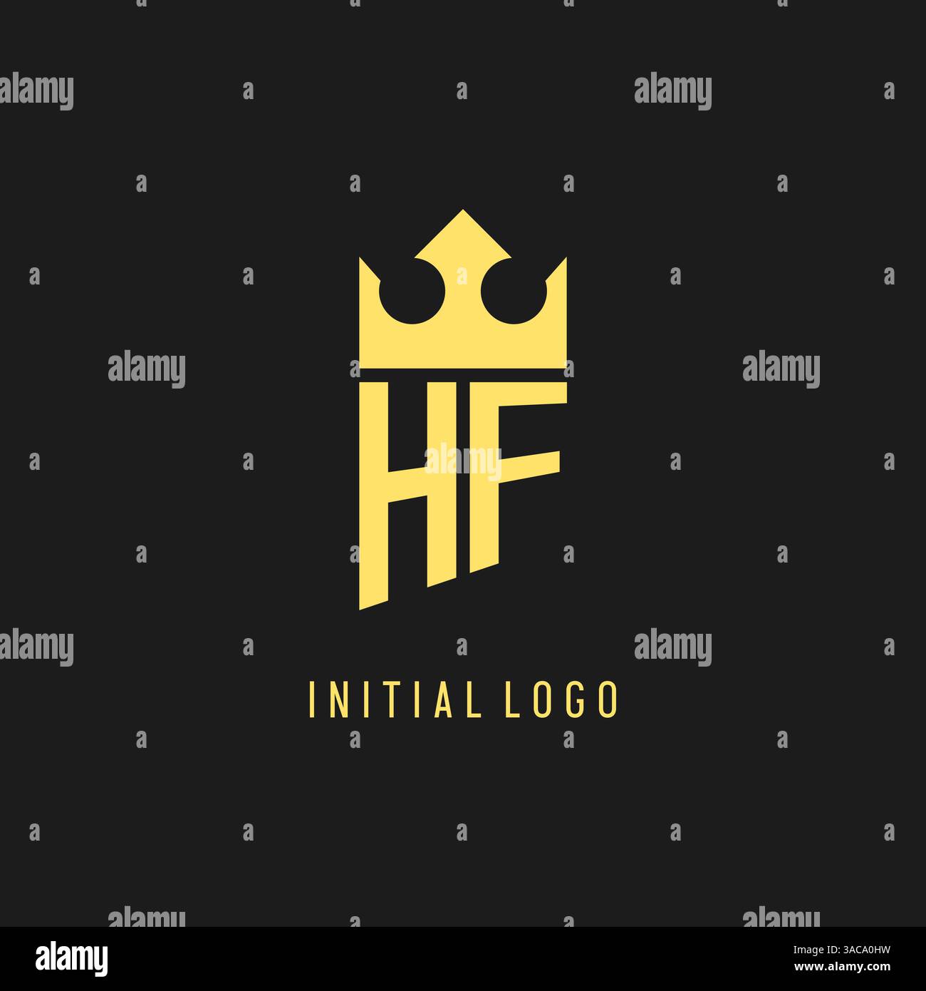 Monogram HF logo shield crown shape, elegant and luxury initial logo ...