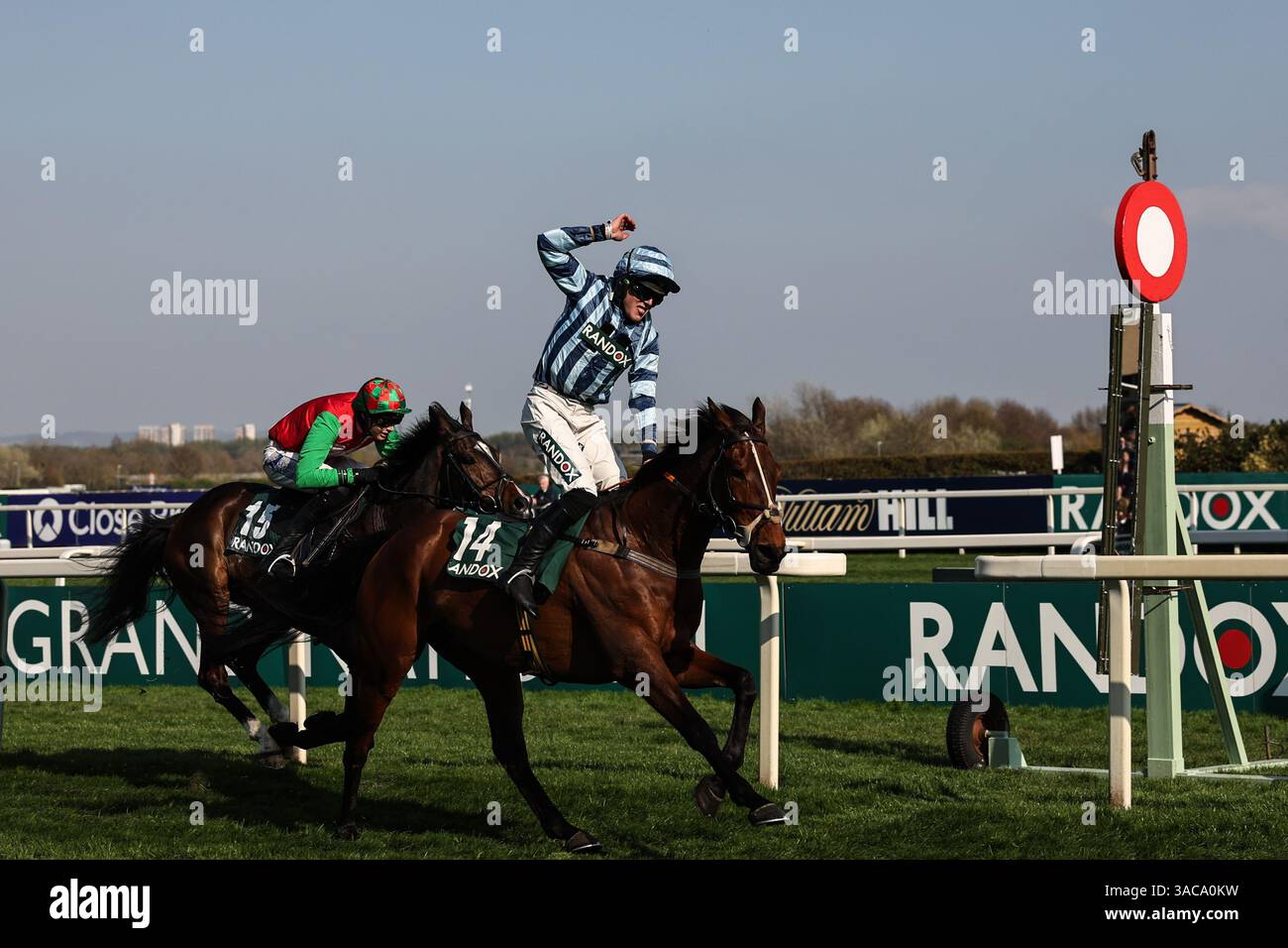 Liverpool, UK. 03rd Apr, 2025. Gracchus De Balme ridden by Huw Edwards wins the Randox ...