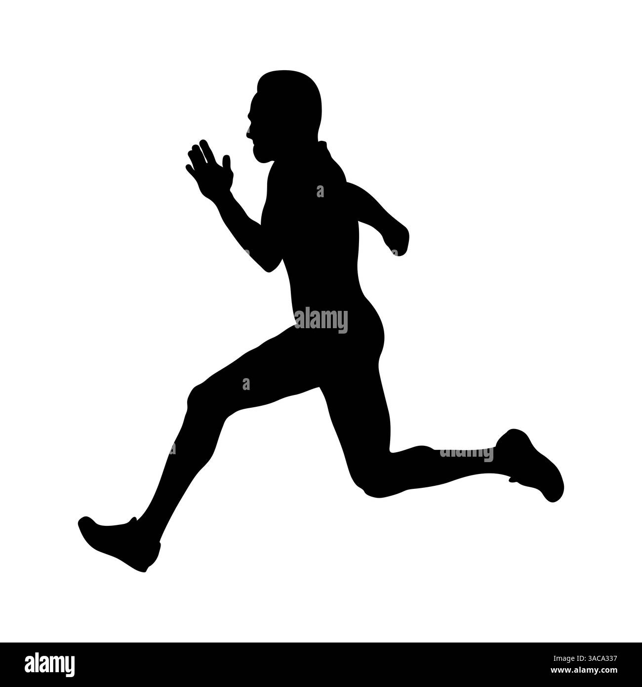 athlete runner with amputated arm running sprint black silhouette on ...