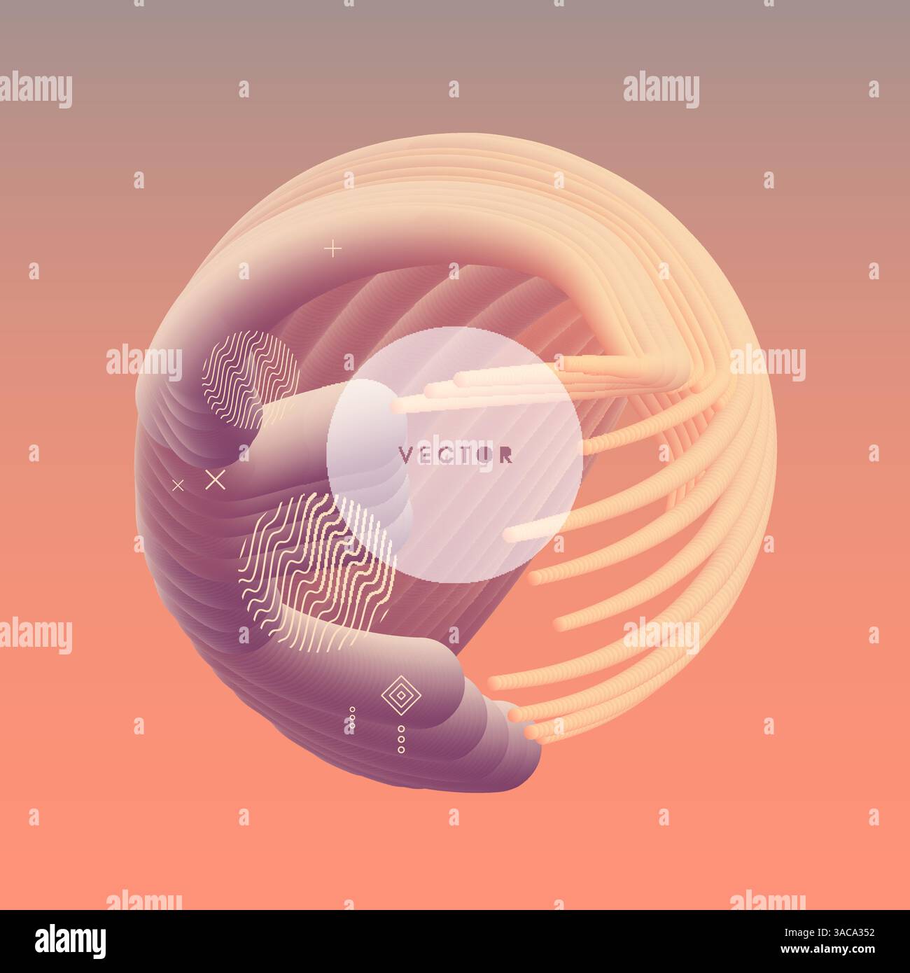 Sphere. 3D Abstract wavy illustration with dynamic effect Stock Vector ...