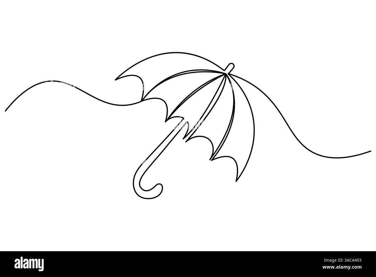 Umbrella continuous single line art and isolated outline vector ...