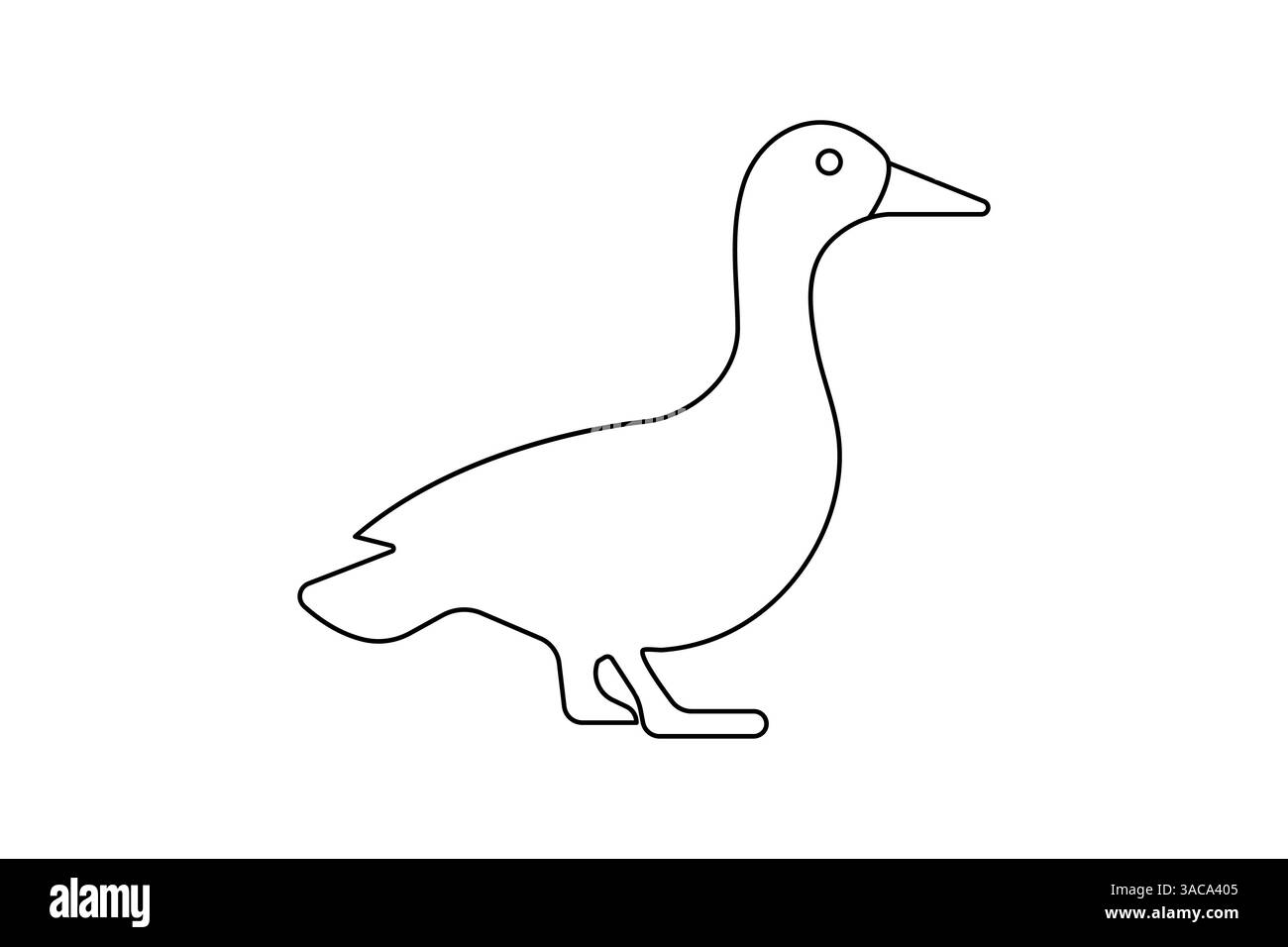 Duck one line drawing of minimalist vector icon with black and white ...