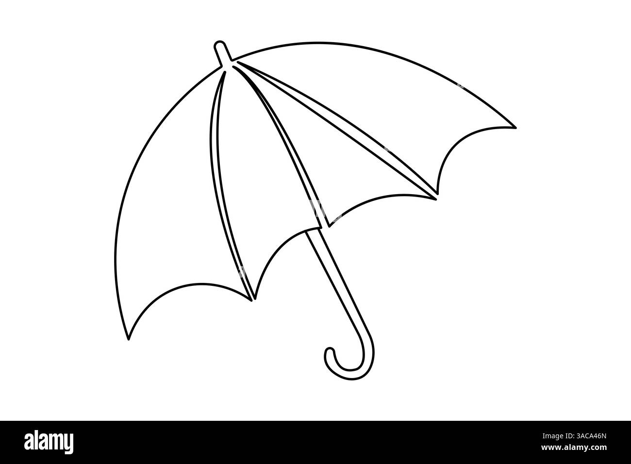 Umbrella continuous single line art and isolated outline vector ...