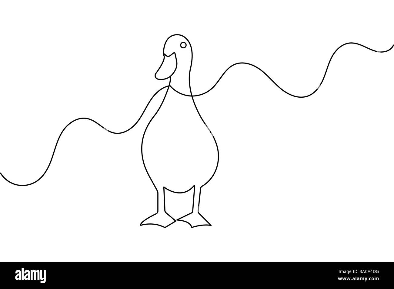 Duck one line drawing of minimalist vector icon with black and white ...
