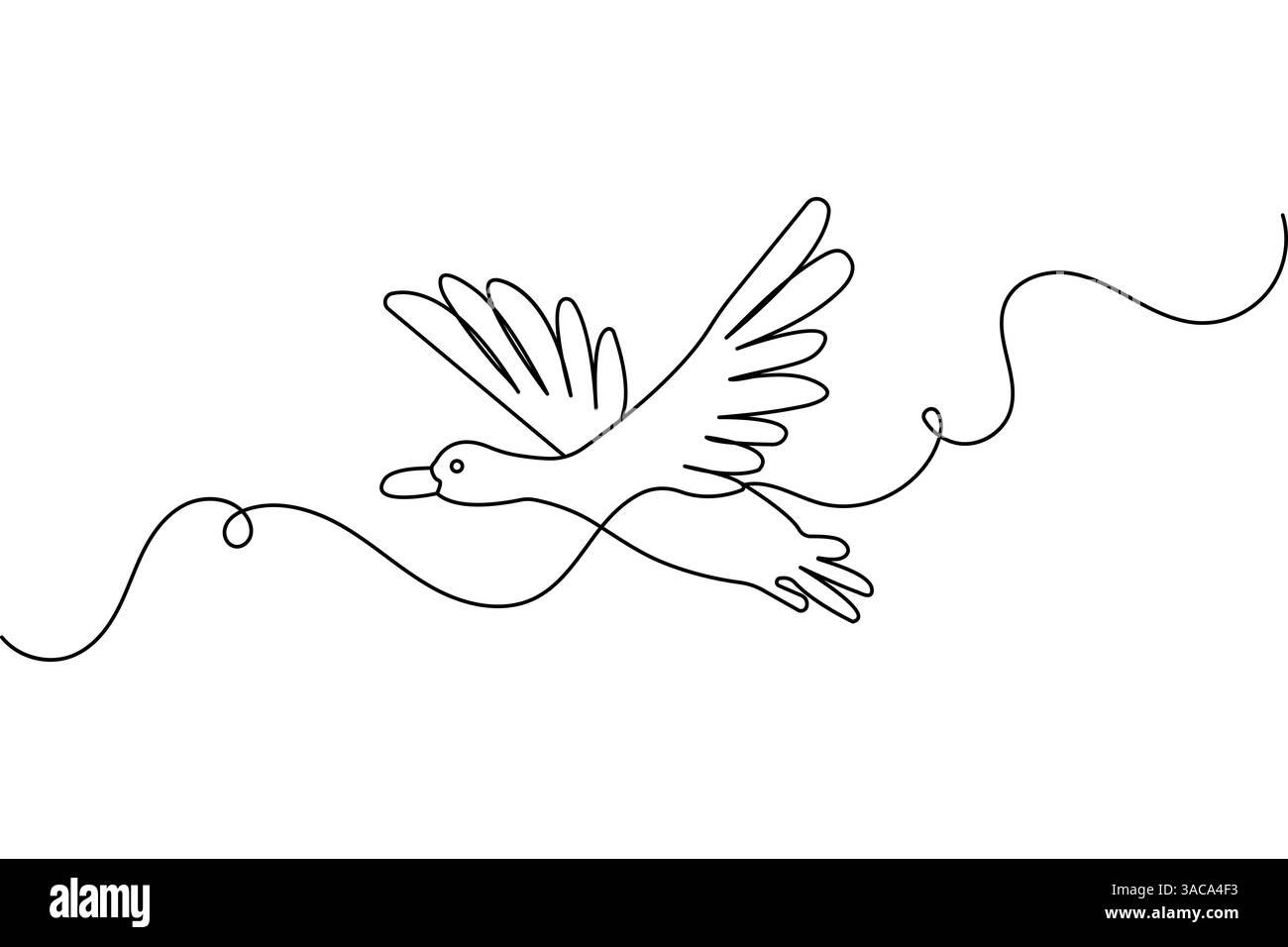 Duck one line drawing of minimalist vector icon with black and white ...