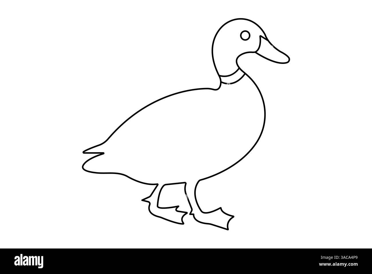 Duck one line drawing of minimalist vector icon with black and white ...