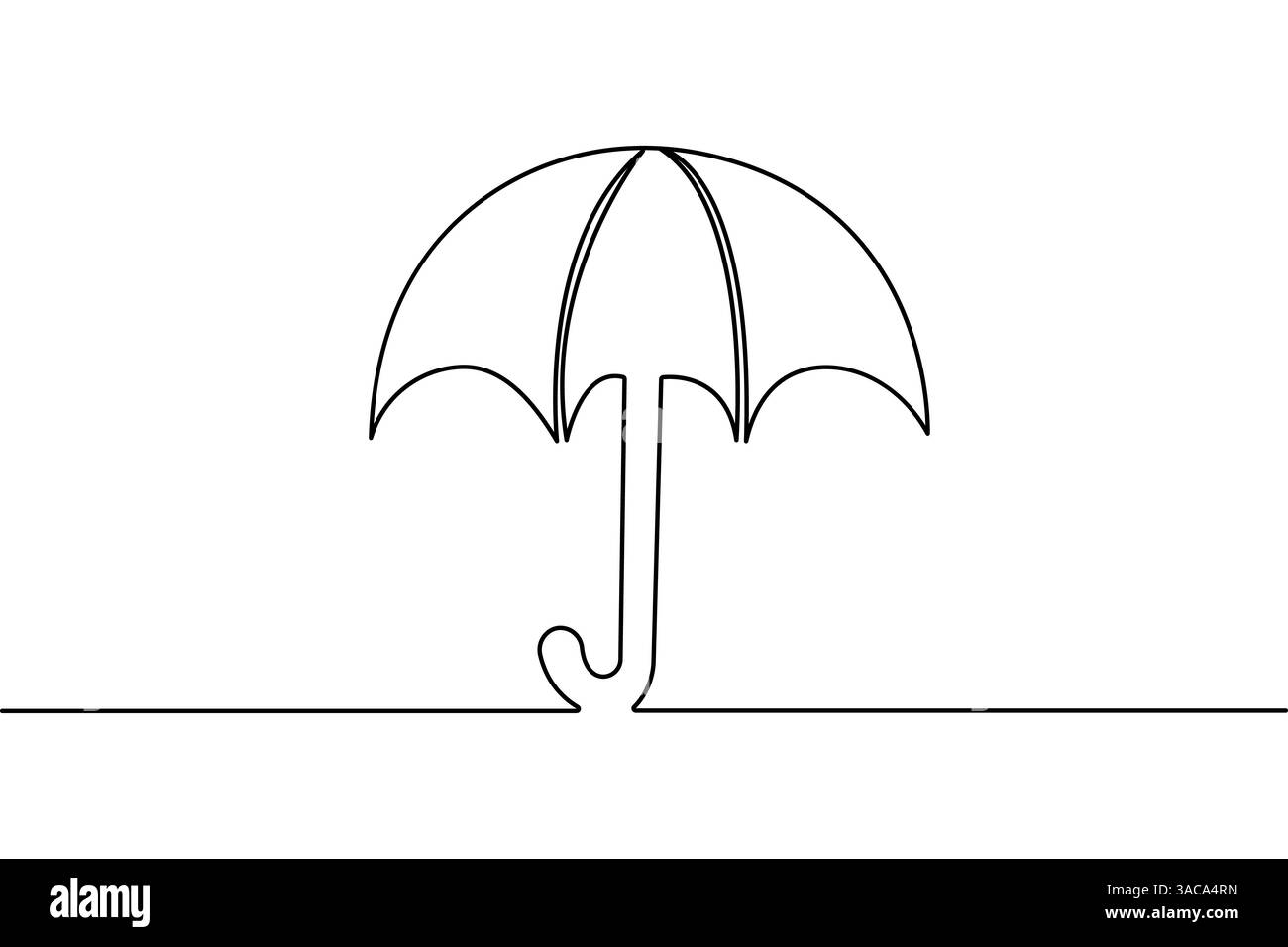 Umbrella continuous single line art and isolated outline vector ...