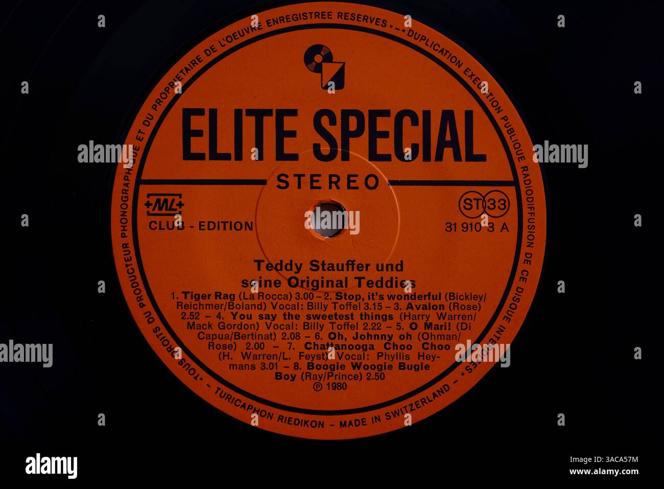 Vintage Record Label, Teddy Stauffer and his original Teddies, Elite ...