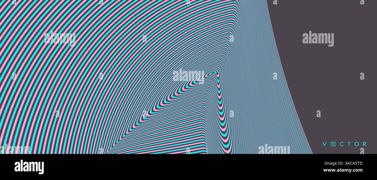 Pattern with optical illusion. Abstract striped background. 3d vector ...