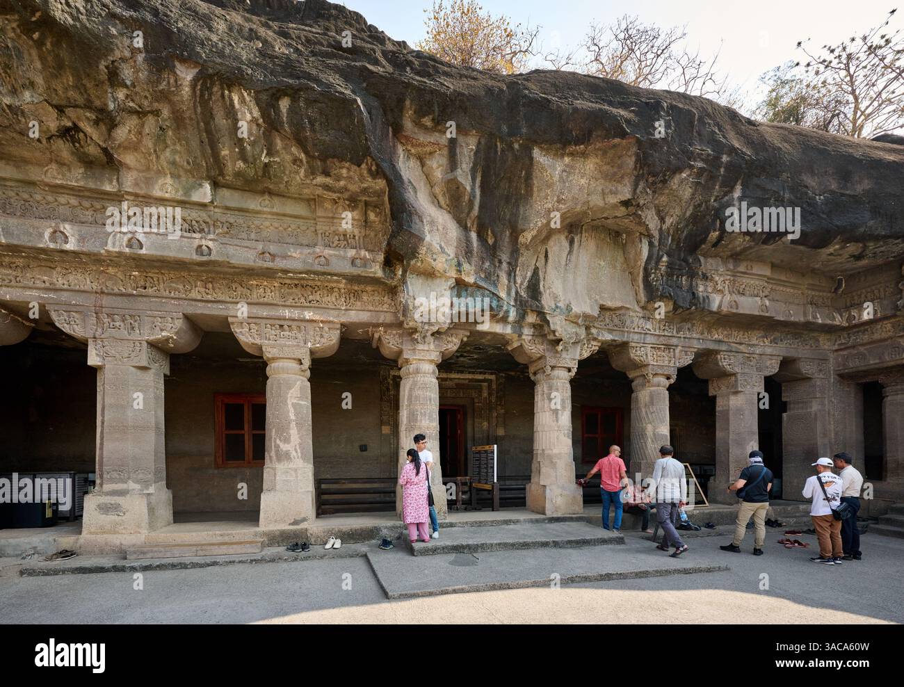 outside view of Ajanta caves, cave 1, Aurangabad, India, Asia Stock ...