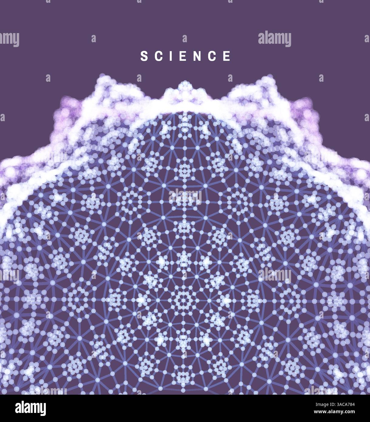 Crystal. Object with lines and dots. Molecular grid. Vector ...