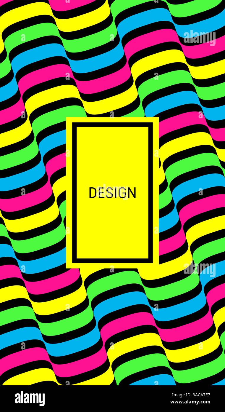 Abstract dynamic template with wavy curved ribbons. Modern cover design ...