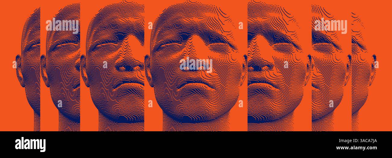 Reflection of man looking away in mirrors. Concept of psychological and ...