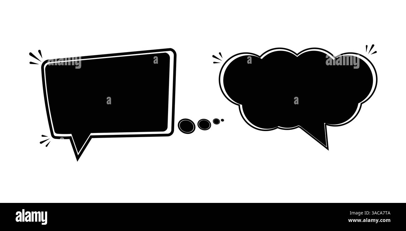 Hand-Drawn Comic-Style Speech and Thought Bubbles with Bold Outlines ...