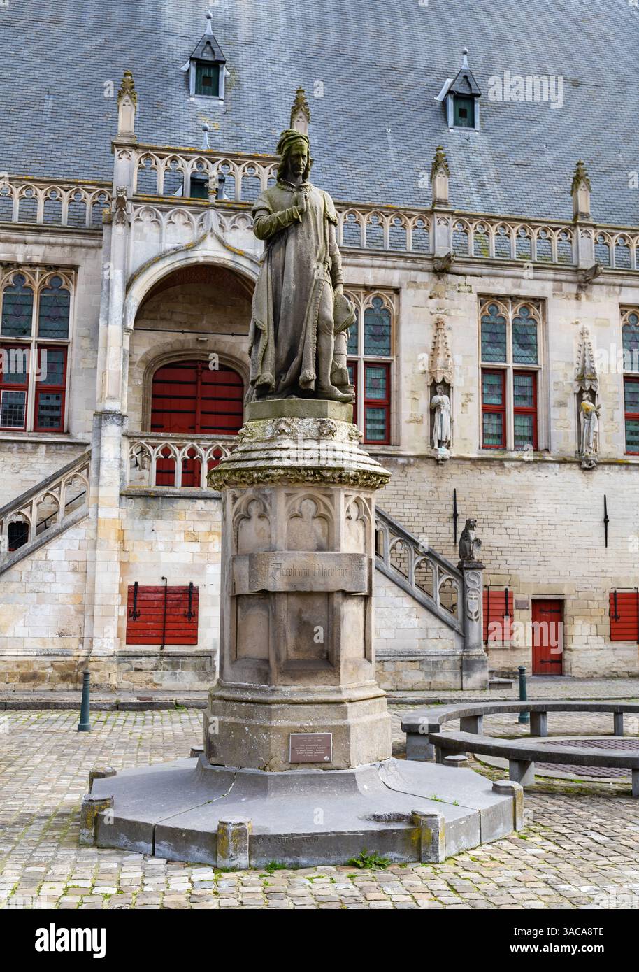 Damme, Westflandern, Belgium - April 2, 2024, Monument of poet Jacob ...
