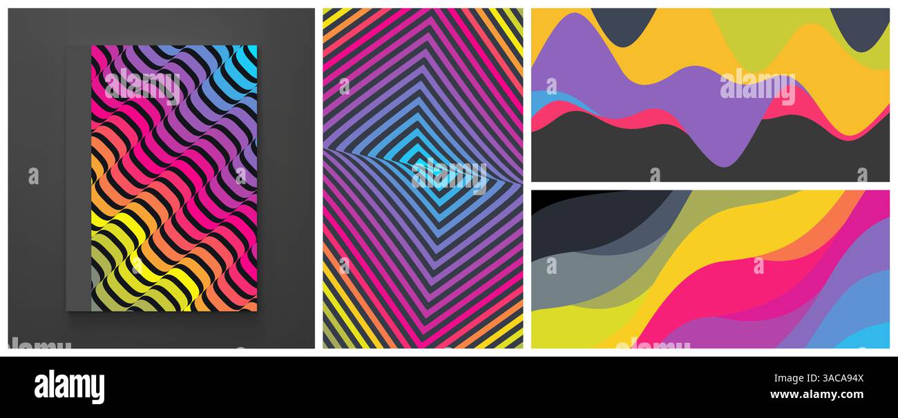 3D abstract wavy background with beautiful gradient colour transition. Dynamic template with ...