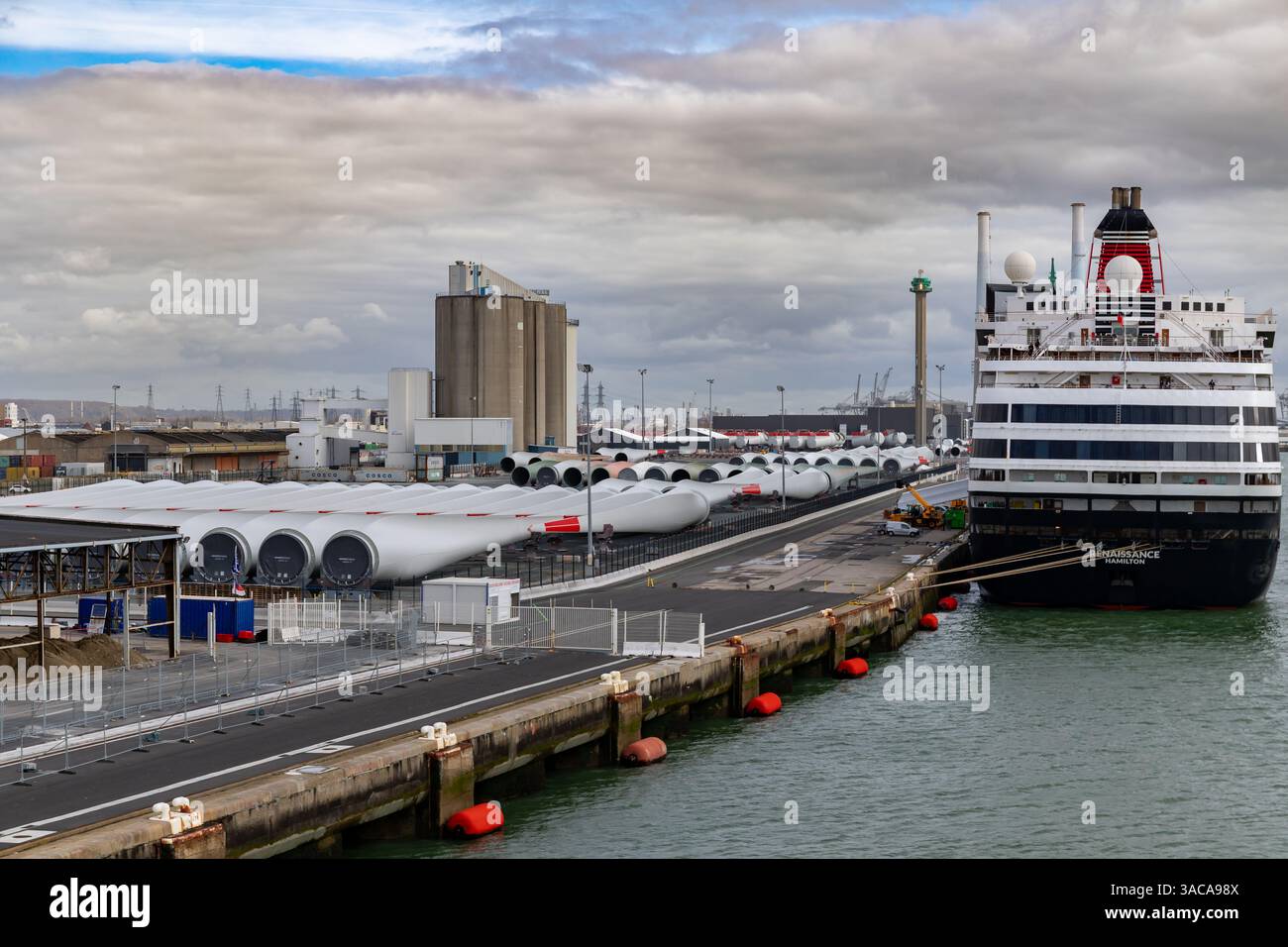 Le Havre, France-April 3, 2024, The cruise ship RENAISSANCE HAMILTON is ...