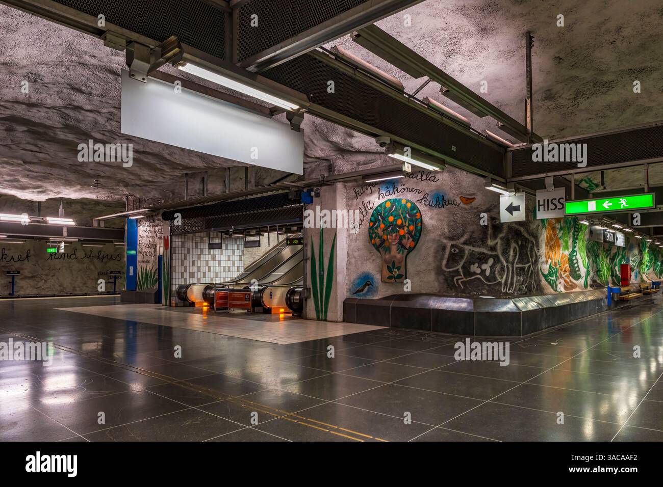 STOCKHOLM, SWEDEN - MARCH 09, 2025: Tensta metro station in Stockholm ...