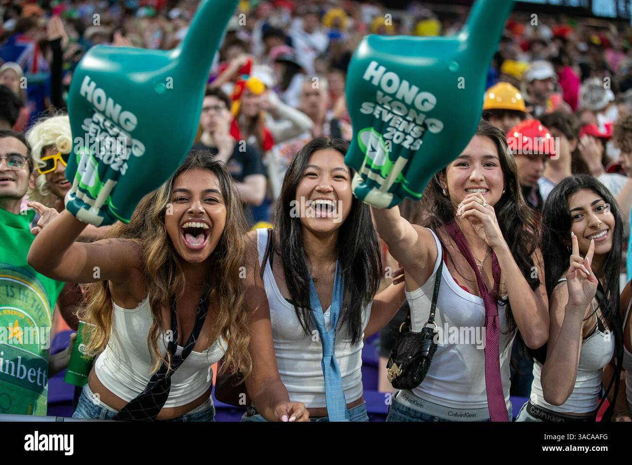 Fans dressed in various costumes during the Hong Kong Sevens at Kai Tak ...