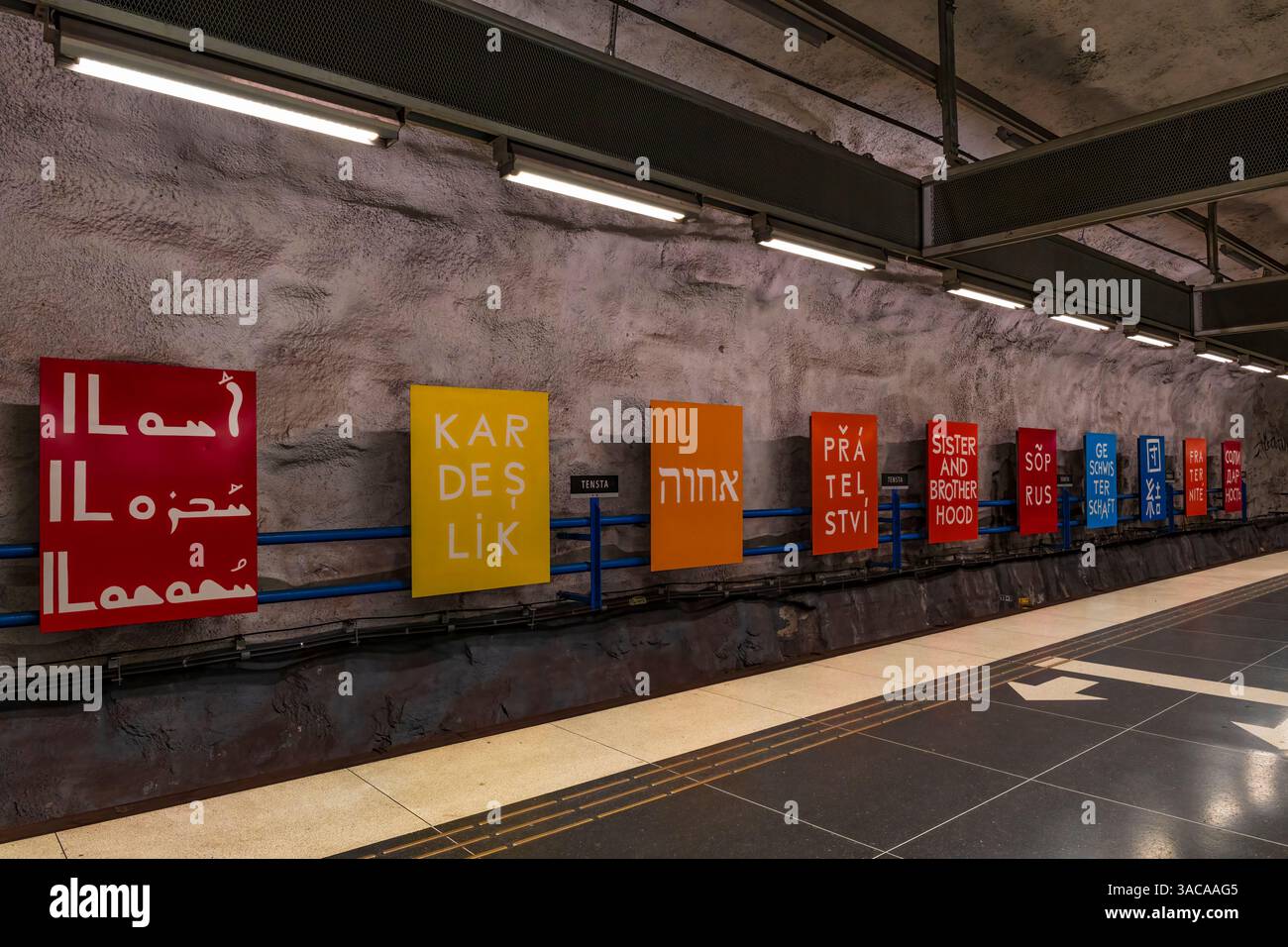 STOCKHOLM, SWEDEN - MARCH 09, 2025: Tensta metro station in Stockholm ...