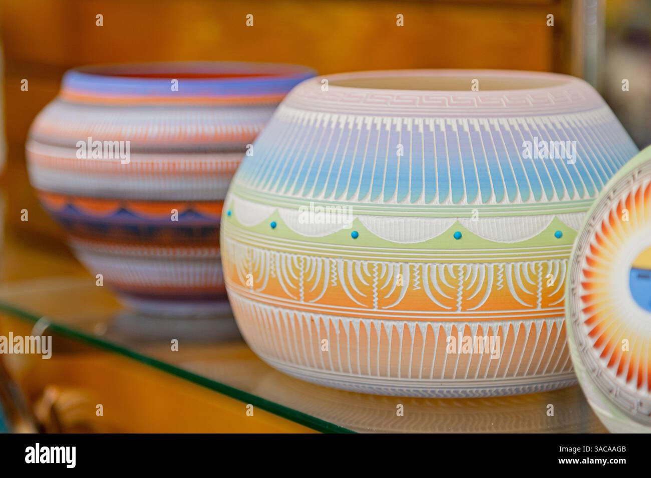 Navajo handmade ceramic bowl in souvenir shop display. Navajo Handmade ...