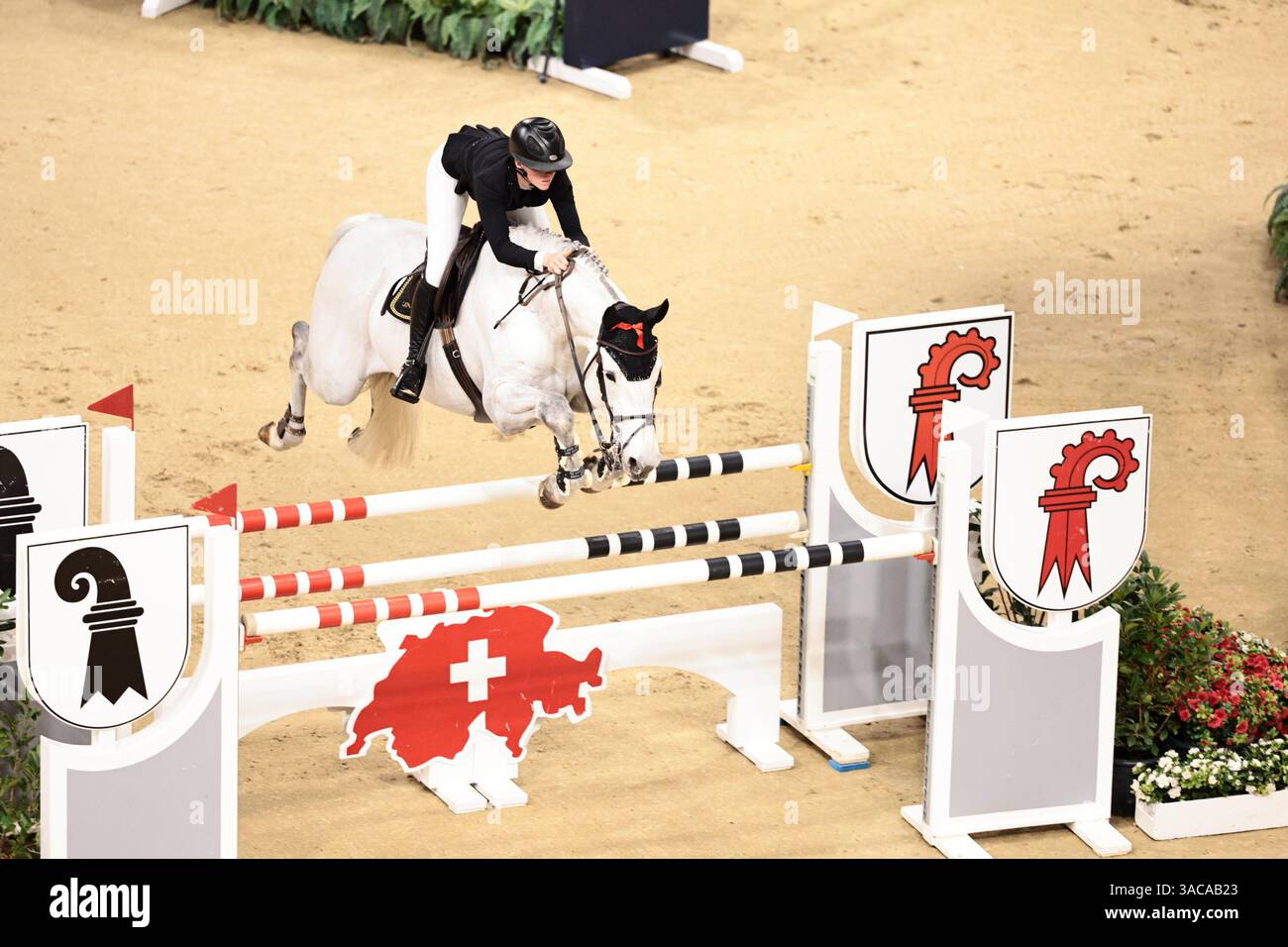 Laura Hunziker of Switzerland with Notorious Z during the Prize of Land ...