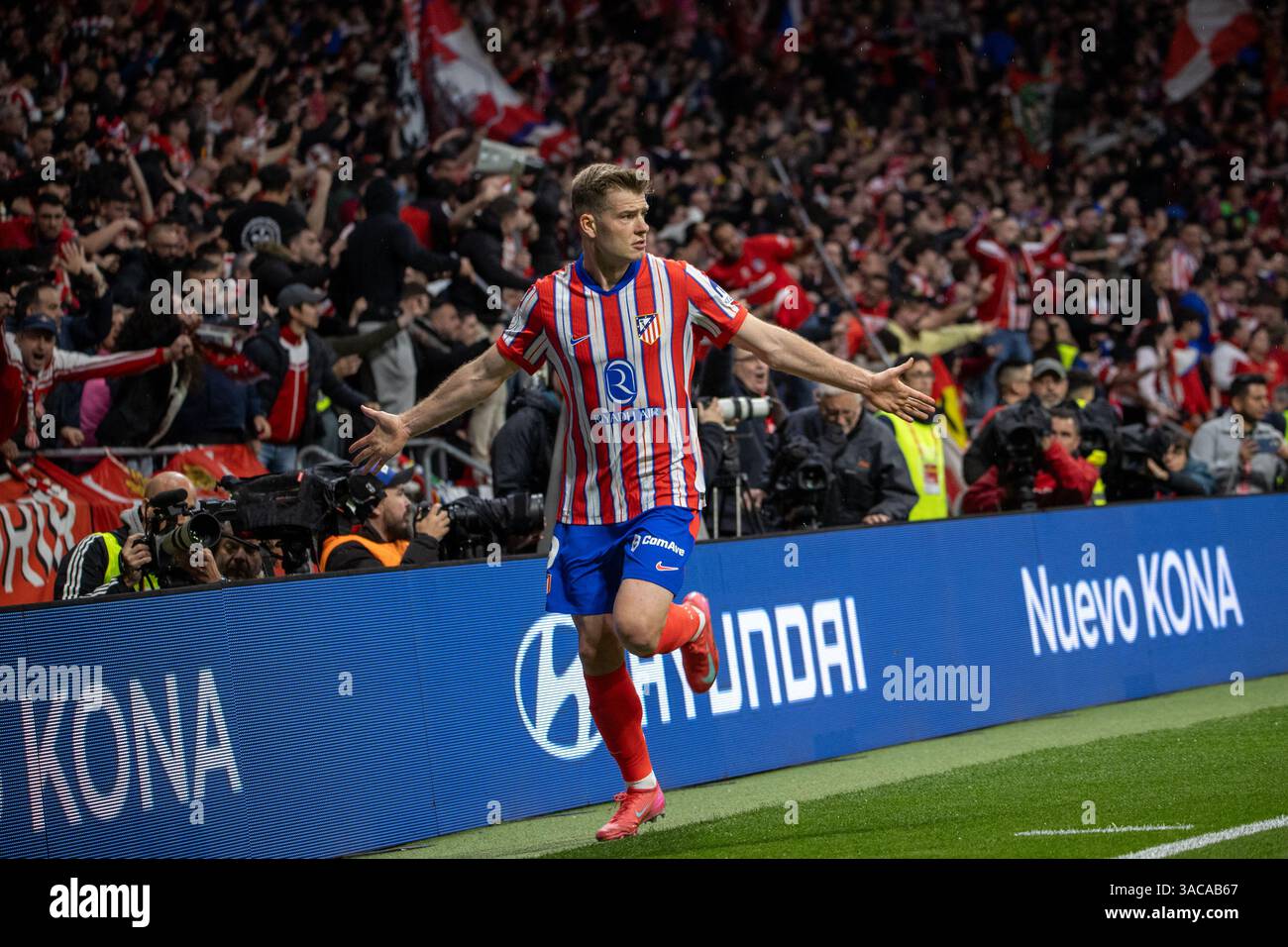 Madrid, Spain. 02nd Apr, 2025. Alexander Sørloth of Atletico Madrid ...