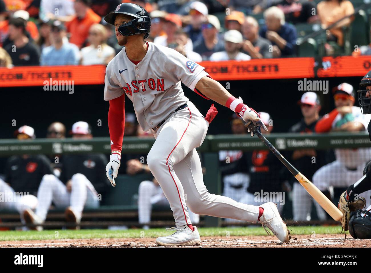 Boston Red Sox's Kristian Campbell hits a home run during the second ...