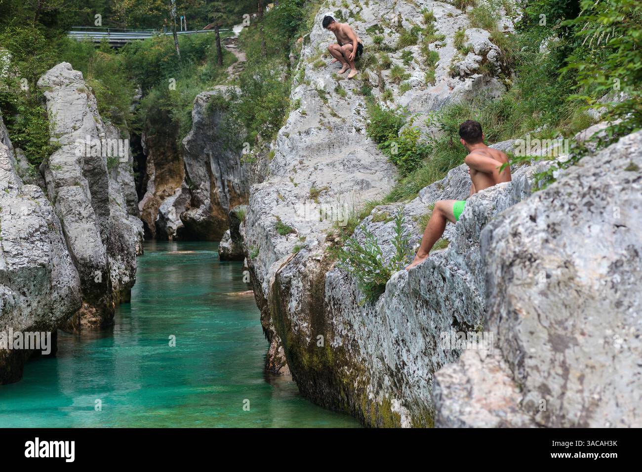 Lepena, Slovenia - July 17, 2024: Great Soca Gorge, Soca river, in ...