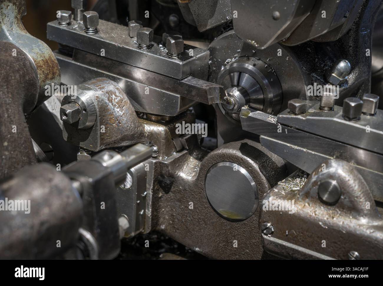 detail of a historic cam-operated automatic lathe Stock Photo - Alamy