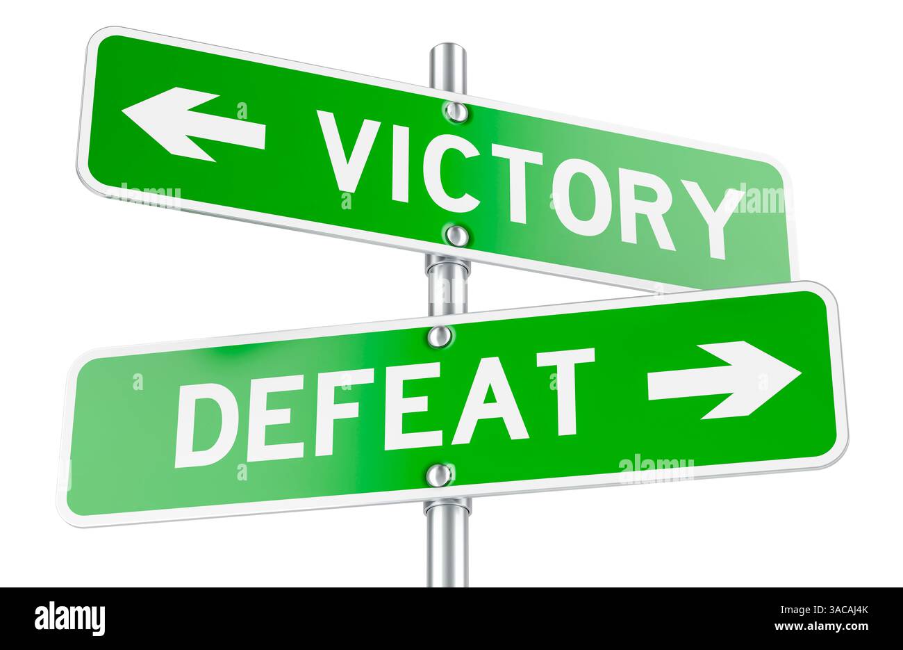 Victory or Defeat, concept. Opposite traffic sign, 3D rendering ...
