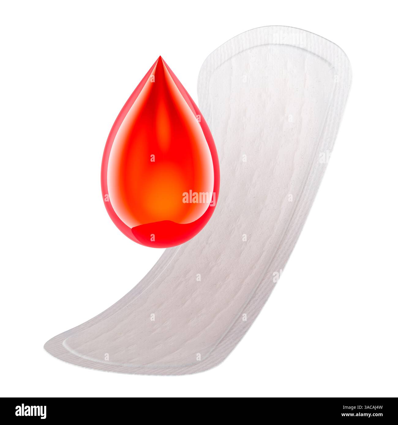 Menstrual sanitary pad with blood drop, 3D rendering isolated on white ...