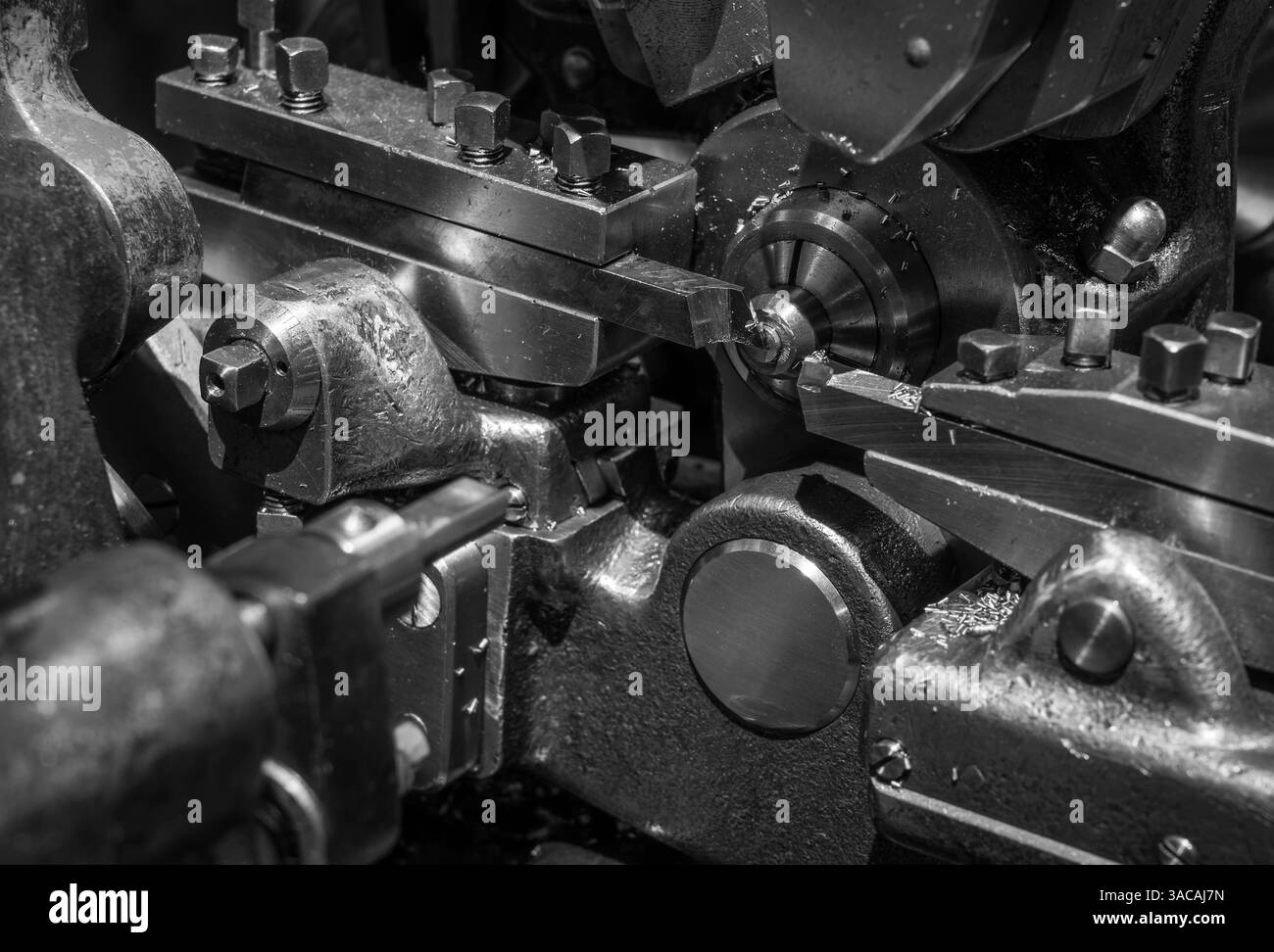 detail of a historic cam-operated automatic lathe Stock Photo - Alamy
