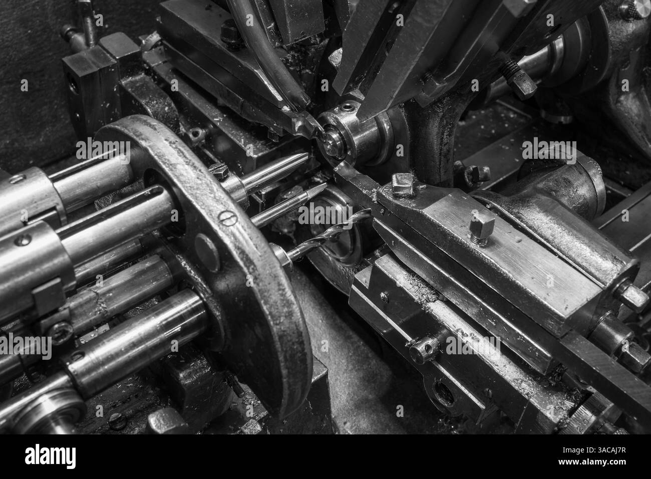detail of a historic cam-operated automatic lathe Stock Photo - Alamy