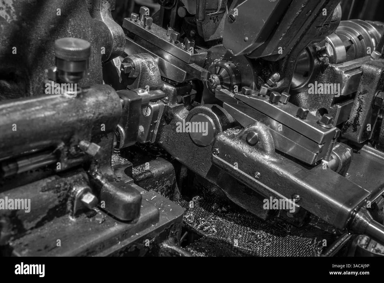 detail of a historic cam-operated automatic lathe Stock Photo - Alamy